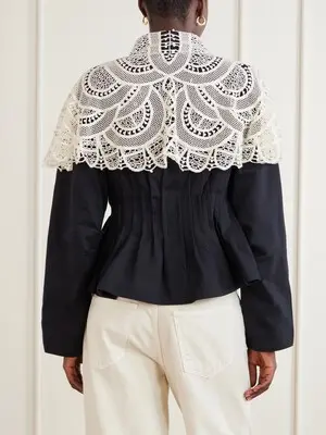Sea Alina Crocheted Pleated Cotton Jacket