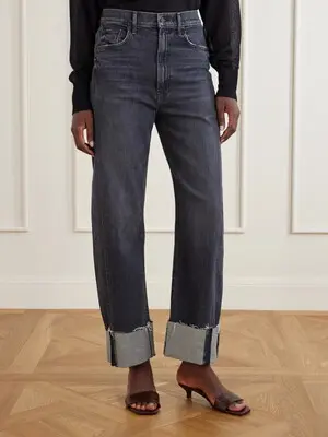 MOTHER The Half Pipe Ankle Cuff Fray Barrel-leg Jeans
