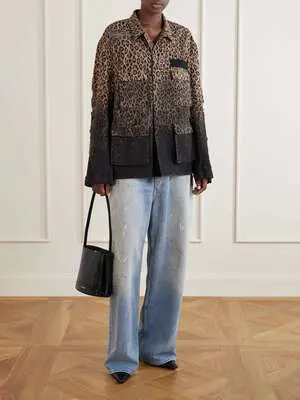 R13 Abu Distressed Leopard-print Cotton Jacket