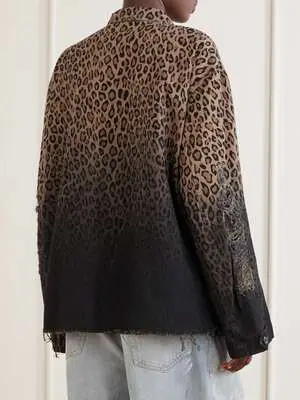 R13 Abu Distressed Leopard-print Cotton Jacket