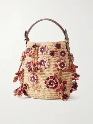ANYA HINDMARCH Blossom Creature Embellished Raffia Mini Bag