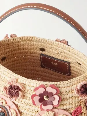 ANYA HINDMARCH Blossom Creature Embellished Raffia Mini Bag