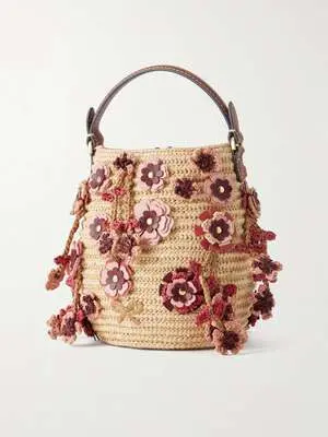 ANYA HINDMARCH Blossom Creature Embellished Raffia Mini Bag