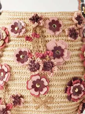 ANYA HINDMARCH Blossom Creature Embellished Raffia Mini Bag