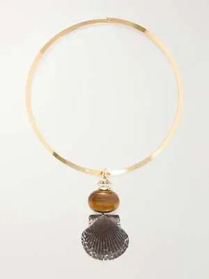 JENNIFER BEHR Naia Gold-tone Shell Necklace