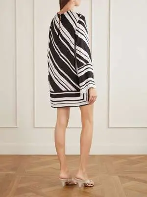 Brandon Maxwell The Leni Striped Twill Mini Dress