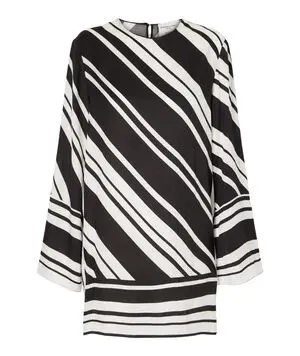 Brandon Maxwell The Leni Striped Twill Mini Dress - Black