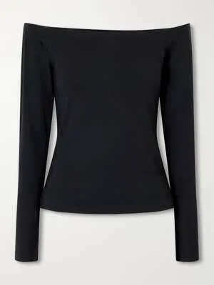 SKIMS Smooth Layers Off-the-shoulder Top Obsidian - Black