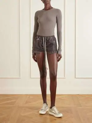 Rick Owens Fog Distressed Denim Shorts