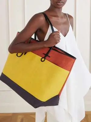 JW Anderson Anchor Striped Leather-trimmed Canvas Tote