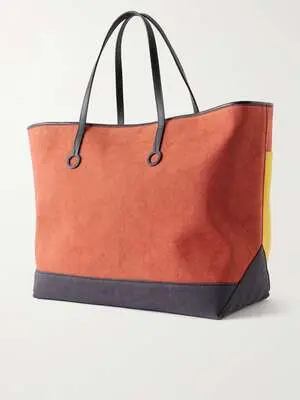JW Anderson Anchor Striped Leather-trimmed Canvas Tote