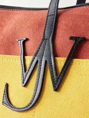 JW Anderson Anchor Striped Leather-trimmed Canvas Tote