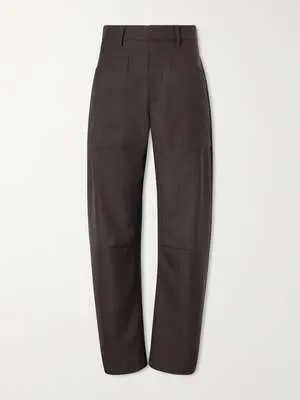 NILI LOTAN Shon Wool-gabardine Barrel-leg Pants - Brown