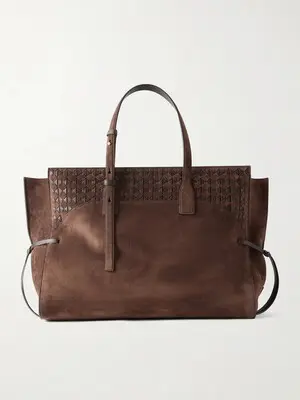 SERAPIAN Maro Maxi Suede Tote With Leather Trim - Brown