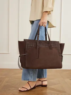 SERAPIAN Maro Maxi Suede Tote With Leather Trim