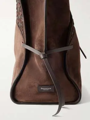 SERAPIAN Maro Maxi Leather-trimmed Suede Tote