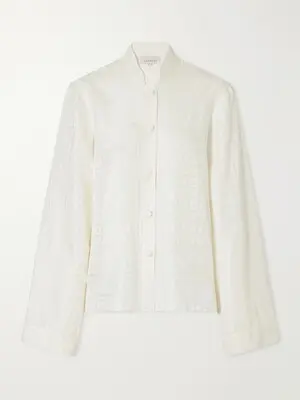 LIBEROWE Nisha Silk-jacquard High Collar Shirt - Neutrals