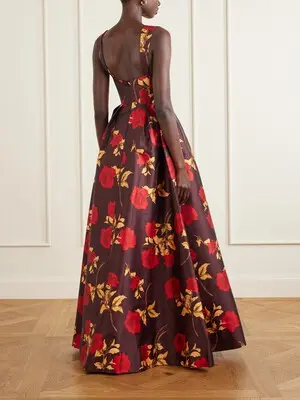 Rebecca Vallance Melgora Floral-print Gown - Burgundy