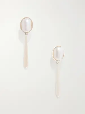 LOREN STEWART Sterling And Pearl Drop Earrings - Silver