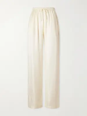 Sharon Wauchob Tuileries Satin Silk Blend Straight-leg Pants - Neutrals