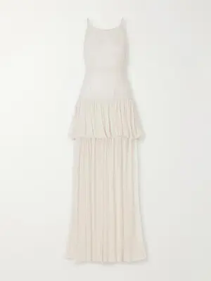 LIBEROWE Nina Tiered Silk-chiffon Maxi Dress - Neutrals