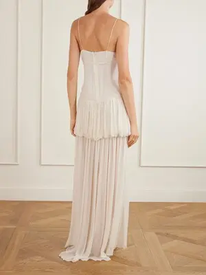 LIBEROWE Nina Tiered Silk-chiffon Maxi Dress - Neutrals