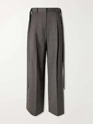 Simone Rocha Checked Wool-blend Wide-leg Pants - Dark Gray