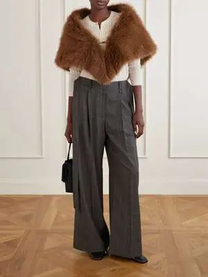 Simone Rocha Checked Wool-blend Wide-leg Pants - Dark Gray