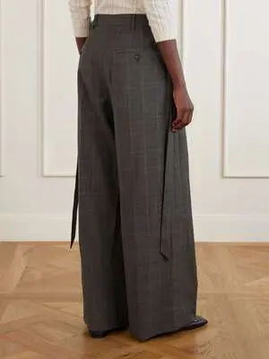 Simone Rocha Checked Wool-blend Wide-leg Pants - Dark Gray