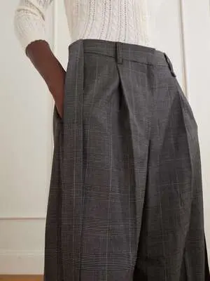 Simone Rocha Checked Wool-blend Wide-leg Pants - Dark Gray