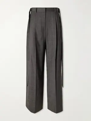 Simone Rocha Checked Wool-blend Wide-leg Pants - Gray