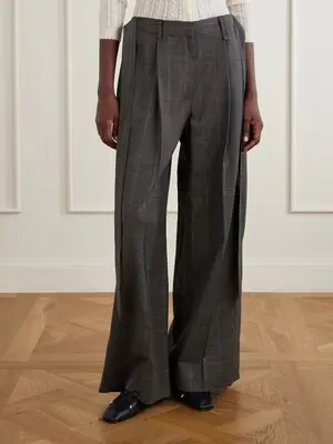 Simone Rocha Checked Wool-blend Wide-leg Pants - Gray