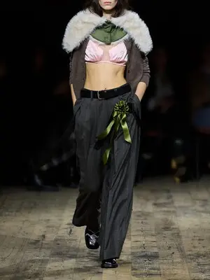 Simone Rocha Checked Wool-blend Wide-leg Pants - Gray