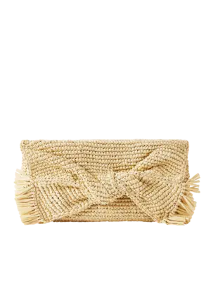 ANYA HINDMARCH Bow Raffia Clutch - Sand