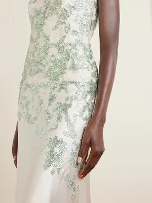Costarellos Jennan Sequin-embroidered Satin Gown