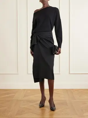 LANVIN Asymmetrical Wool Midi Skirt