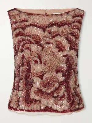 CLIO PEPPIATT Sequin-embellished Blouse - Red
