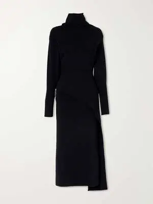 LANVIN Embellished Wool And Cashmere-blend Turtleneck Midi Dress - Black
