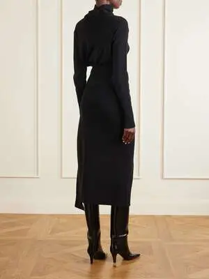 LANVIN Embellished Wool And Cashmere-blend Turtleneck Midi Dress