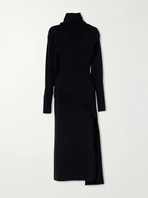 LANVIN Embellished Wool And Cashmere-blend Turtleneck Midi Dress - Black
