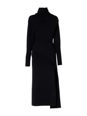 LANVIN Embellished Wool And Cashmere-blend Turtleneck Midi Dress - Black
