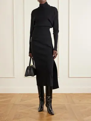 LANVIN Embellished Wool And Cashmere-blend Turtleneck Midi Dress