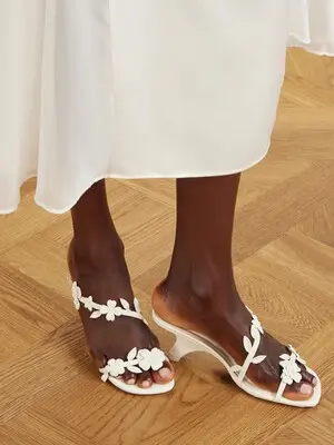 Simkhai Willow Floral Appliqué Leather Sandals - Neutrals