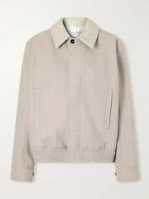 Bottega Veneta Intrecciato Leather-trimmed Jacket - Beige