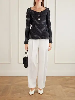 LIBEROWE Charlotte Striped Wool-gabardine Blouse