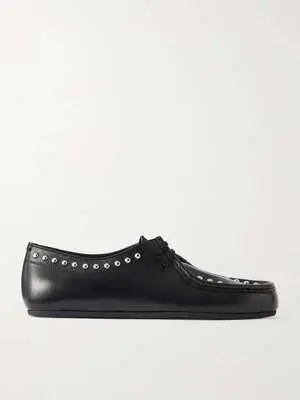 JIL SANDER Hood Studded Leather Loafers - Black