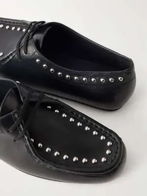 JIL SANDER Hood Studded Leather Loafers