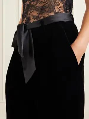 Saint Laurent Belted Velvet Shorts