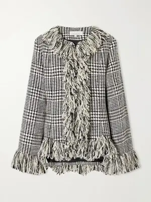 LIBEROWE Banker Fringed Tweed Jacket - Black