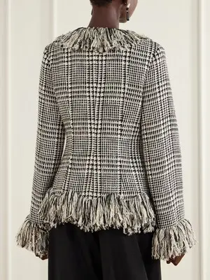 LIBEROWE Banker Fringed Houndstooth Tweed Jacket